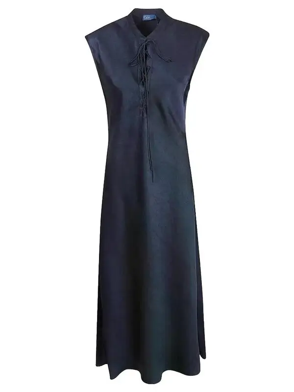 Polo Ralph Lauren Tie Neck A-line Dress - Blue