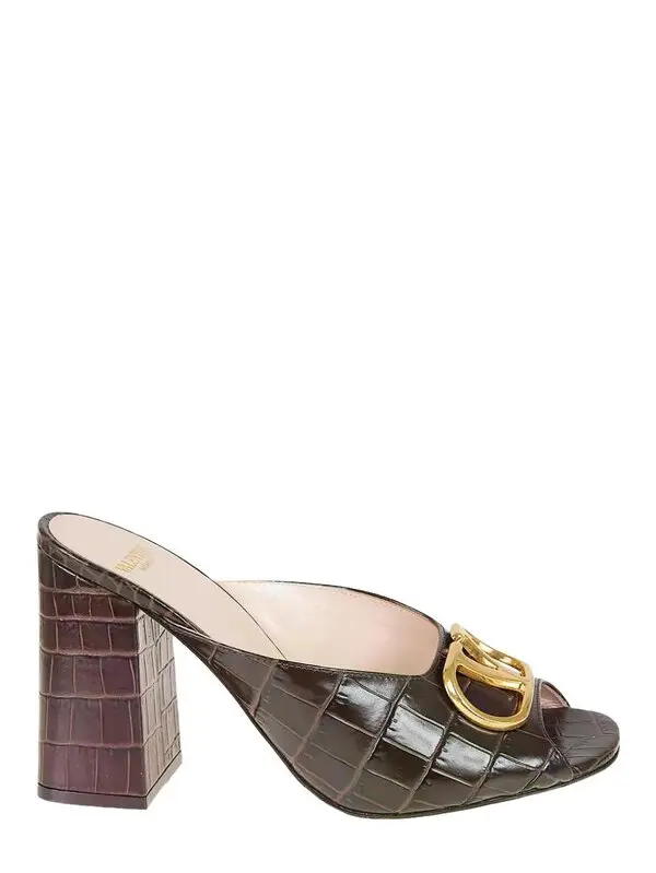 Valentino Garavani Logo-detail Heeled Sandals - Brown