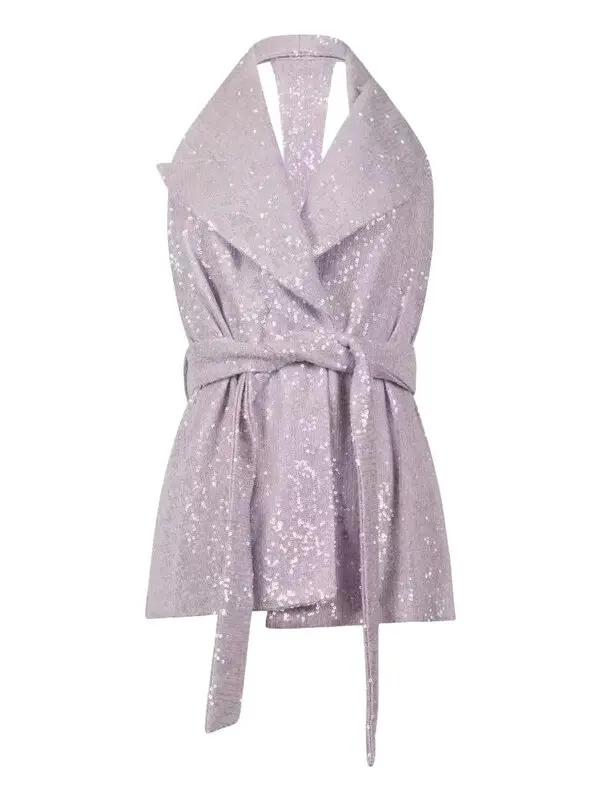 TWENTY FOURHAITCH Belted Sequin Jacket - Purple