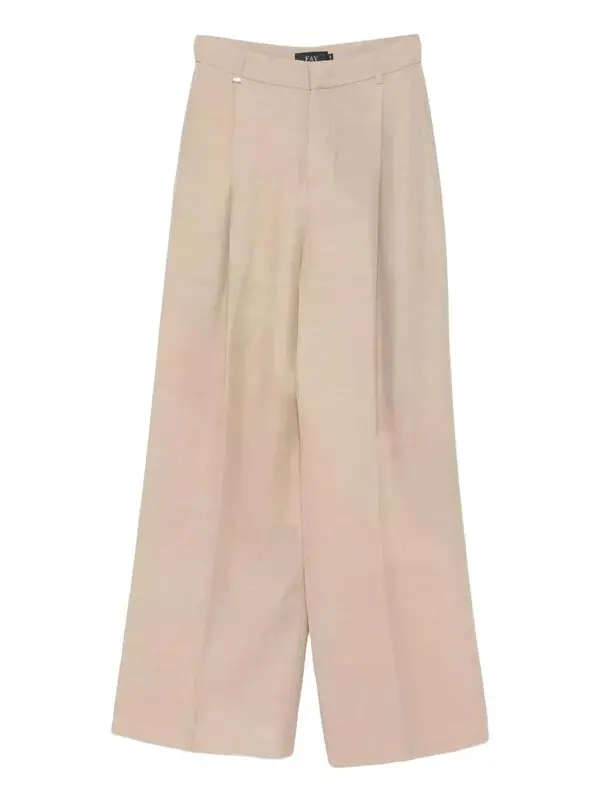 FAY Pleated Wide Leg Trousers - Neutrals