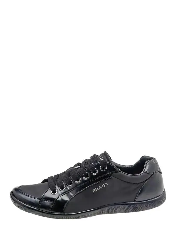 Prada Low Top Sneakers With Logo Print - Black