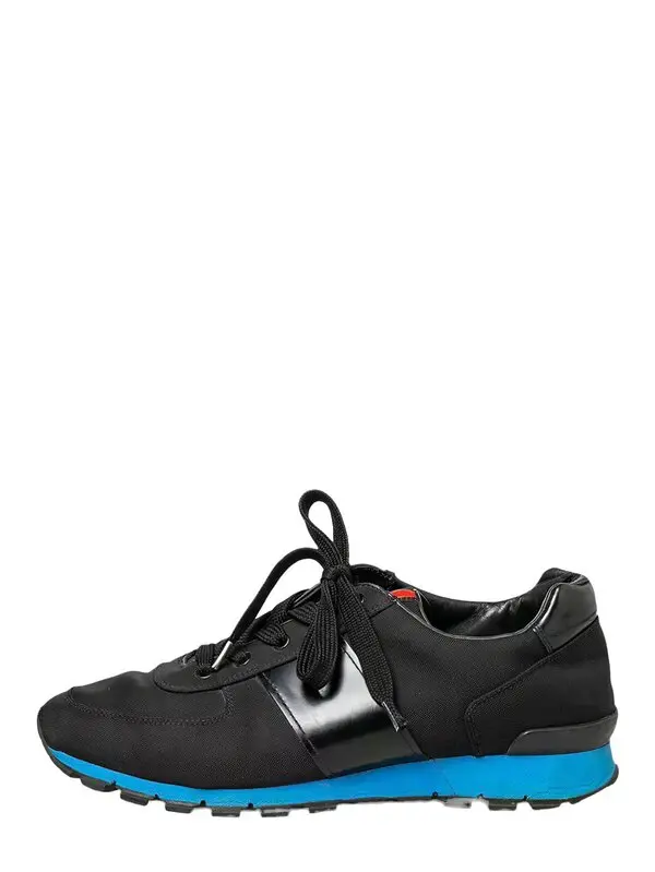 Prada Lace-up Canvas And Leather Trim Sport Sneakers - Black
