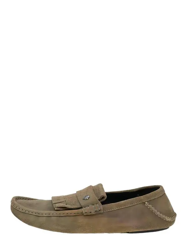 Gucci Suede Loafers With Fringe Detail - Grey