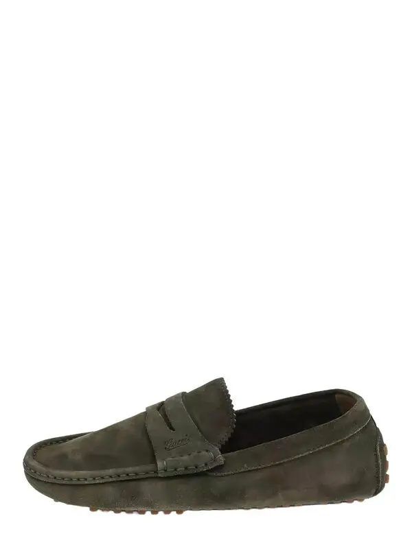 Gucci Suede Penny Slot Loafers - Green