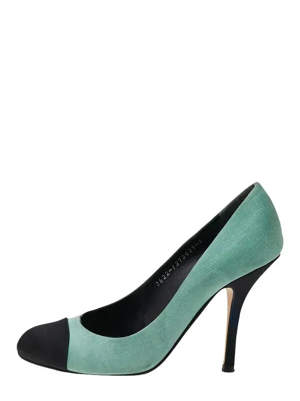 GINA 140mm Leather Pumps With Contrasting Cap Toe - Green