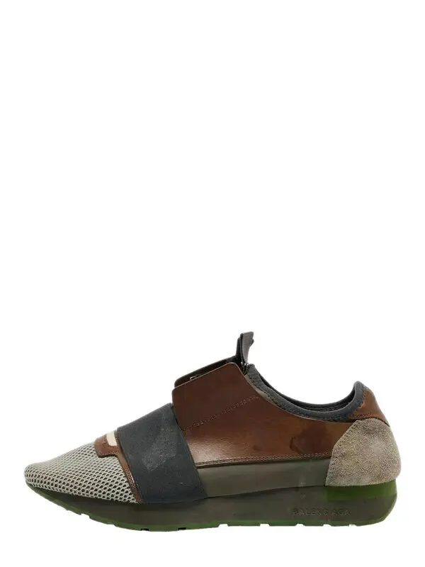 Balenciaga Leather-mesh Sneakers - Brown