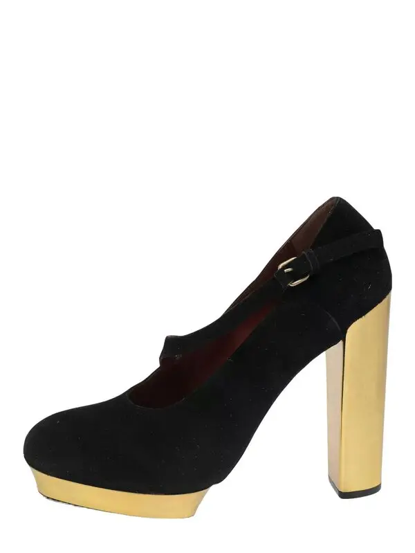 Marc Jacobs Gold-tone Platform Pumps - Black