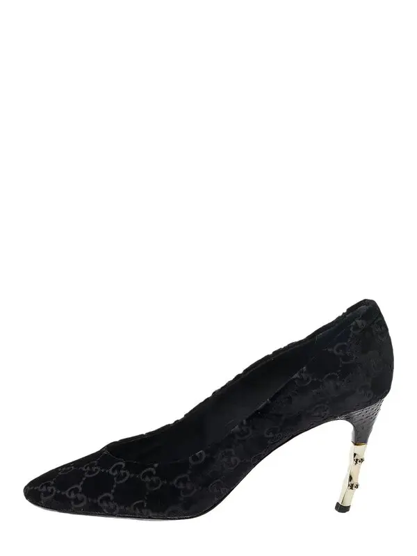 Gucci 85mm Gg Velvet Pumps - Black