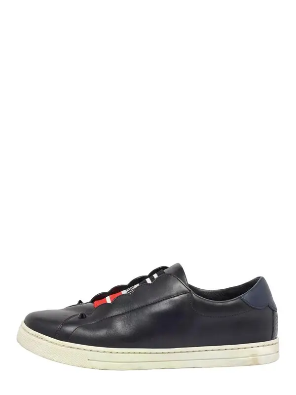 Fendi Leather Scalloped-detail Sneakers - Black
