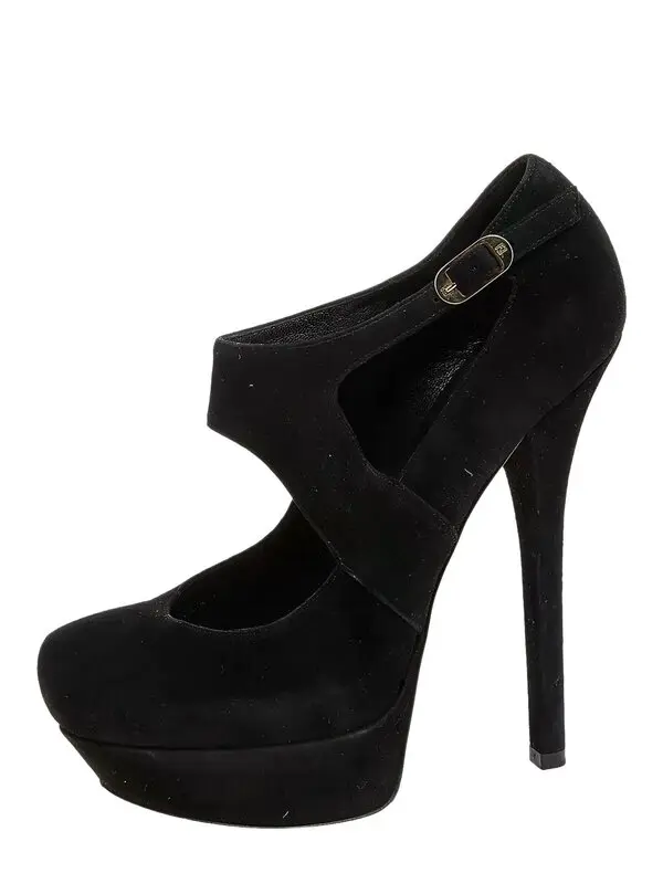 Fendi Suede Cut-out Platform Pumps - Black