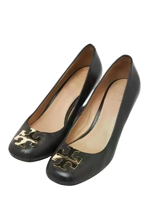 Tory Burch Leather Wedge Pumps - Black