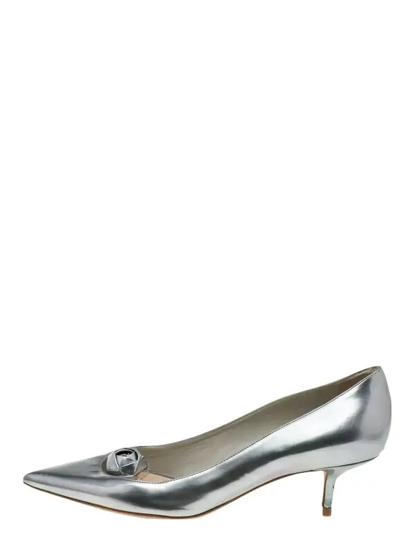 Dior 60mm Leather Heeled Pumps - Silver