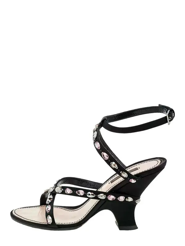 LOUIS VUITTON Crystal-embellished Heeled Sandals - Black