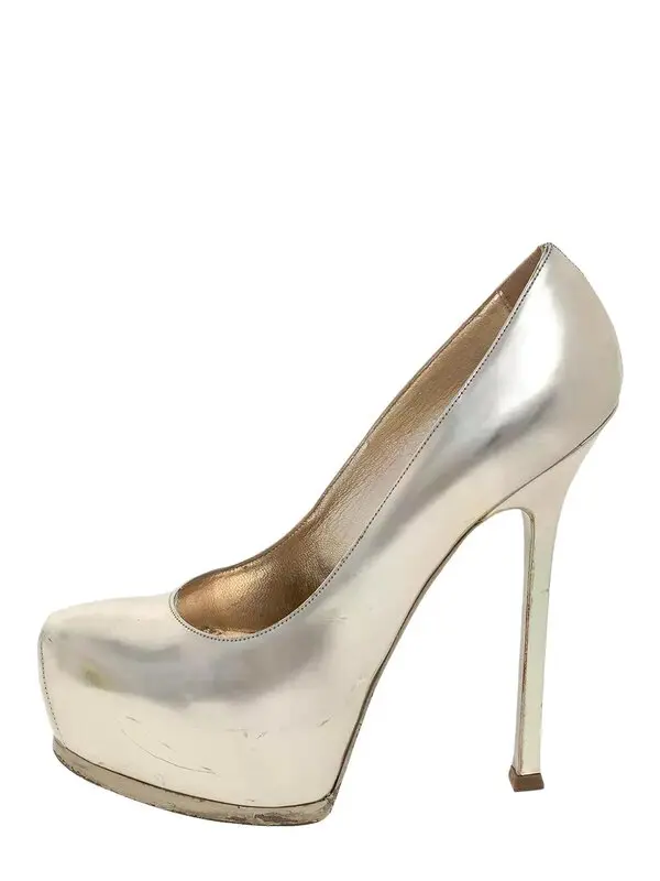 Saint Laurent Tribtoo Metallic Platform Stiletto Pumps - Gold