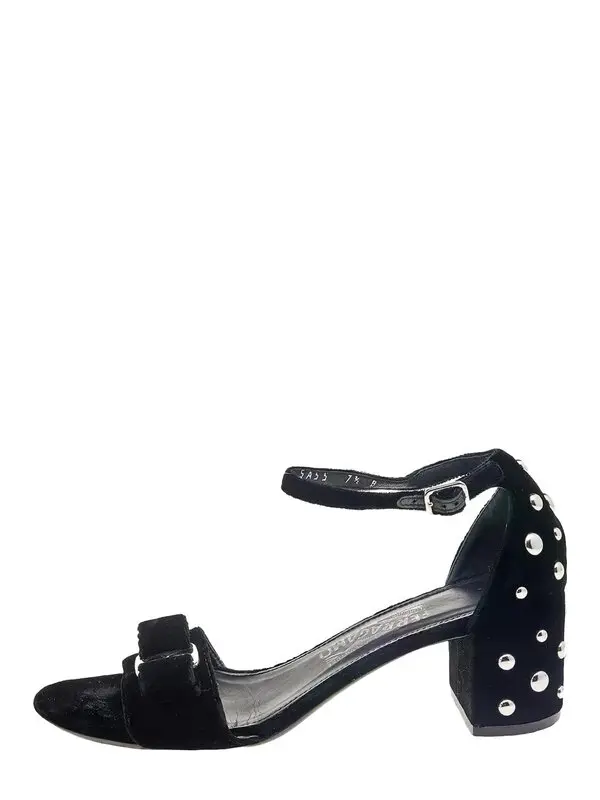 FERRAGAMO 60mm Leather Heeled Sandals - Black