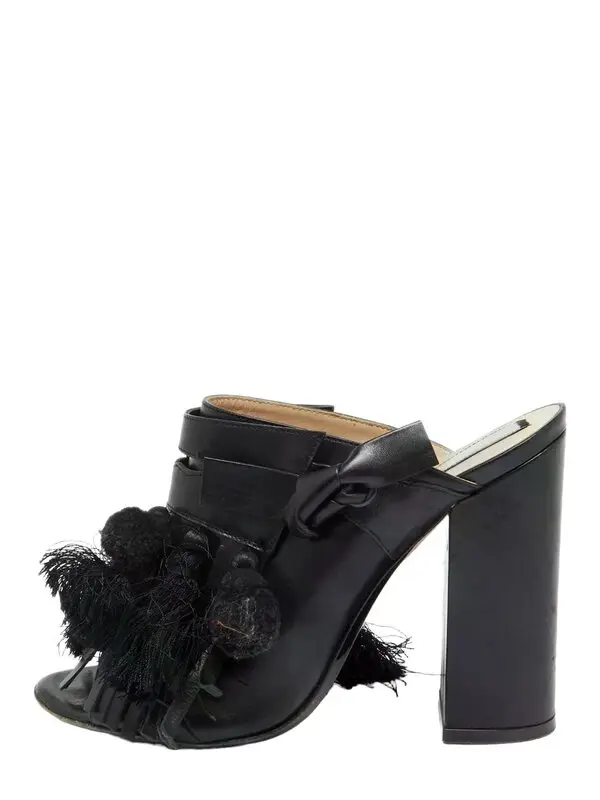 N°21 Leather Heeled Mules - Black