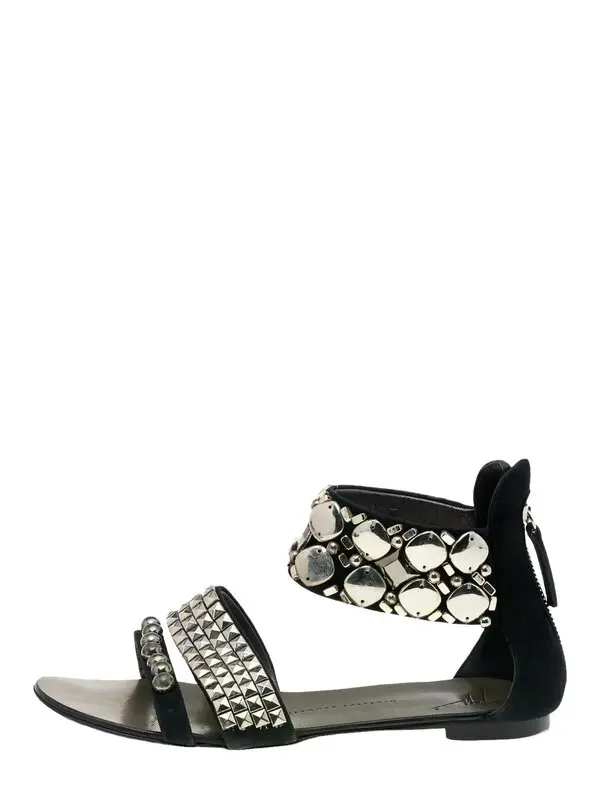 GIUSEPPE ZANOTTI Suede Embellished Sandals - Black