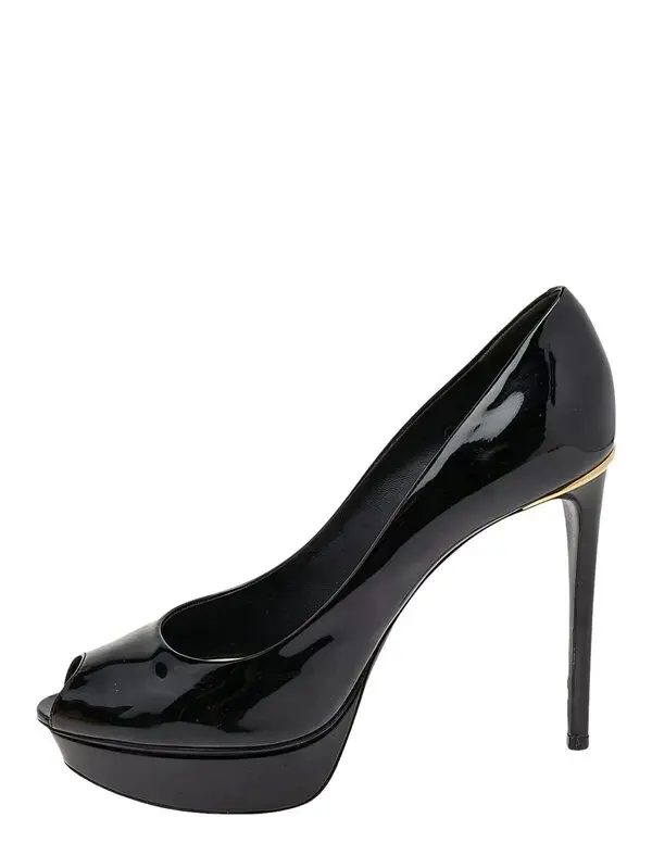 LOUIS VUITTON Patent Leather Peep-toe Pumps - Black