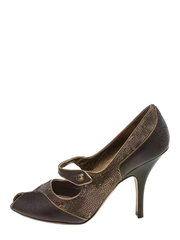 Prada 105mm Mary Jane Leather Pumps - Brown