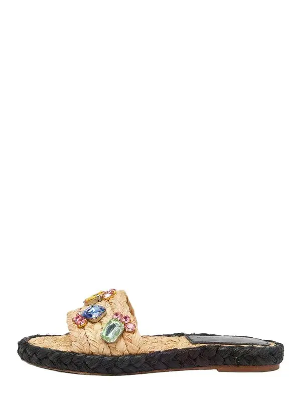 Tory Burch Braided Embellished Espadrille Slides - Neutrals