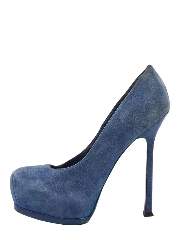 Saint Laurent 135mm Platform Suede Pumps - Blue