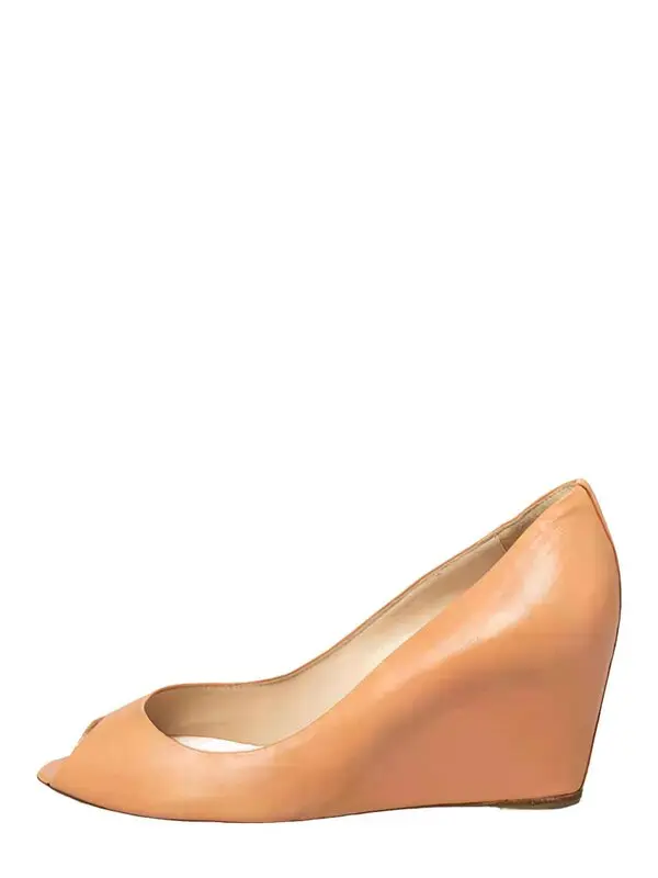 CHRISTIAN LOUBOUTIN 85mm Leather Peep-toe Wedge Pumps - Neutrals