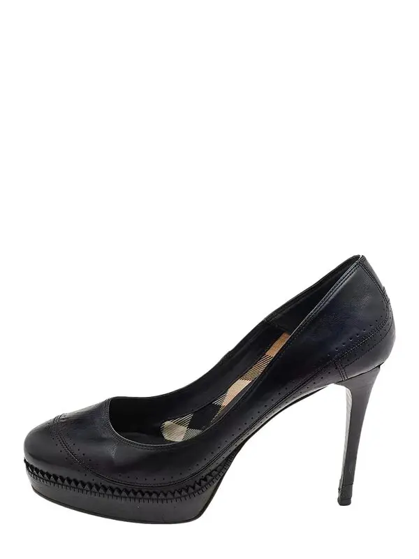 Burberry Leather Platform Stiletto Pumps - Black