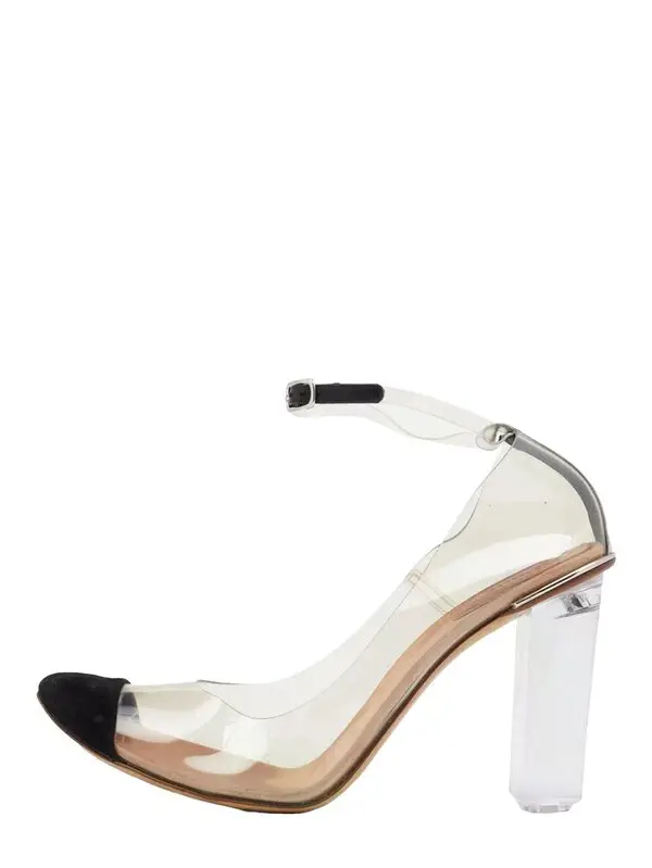 Chloé Translucent Paneled Pumps With Ankle Strap - Black