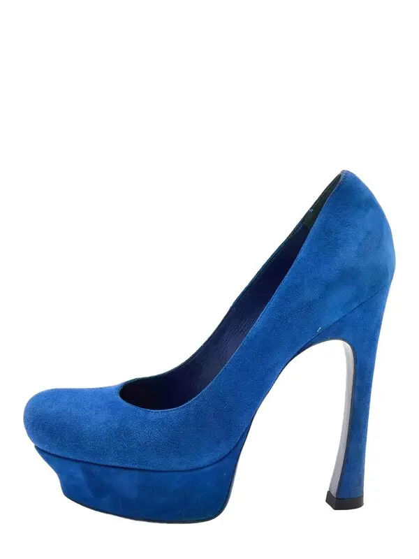 Saint Laurent Suede Platform Heels - Blue