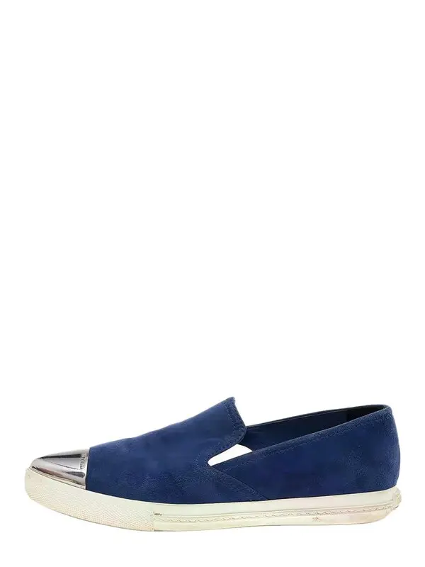 Miu Miu Suede Slip-on Sneakers With Metal Toecap - Blue
