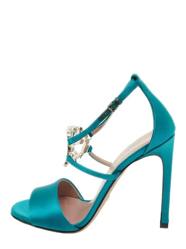 Gucci 115mm Crystal-embellished Stiletto Sandals - Green