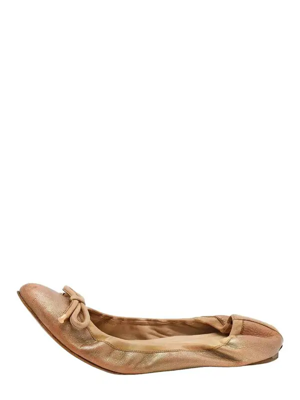 Burberry Leather Ballet Flats With Tone Hardware - Gold