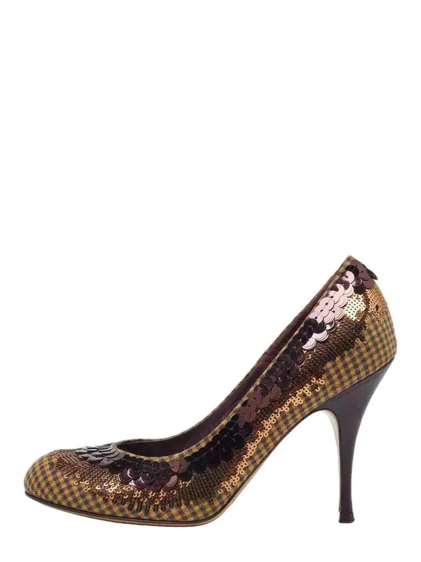 Etro 105mm Sequined Houndstooth Pumps - Brown