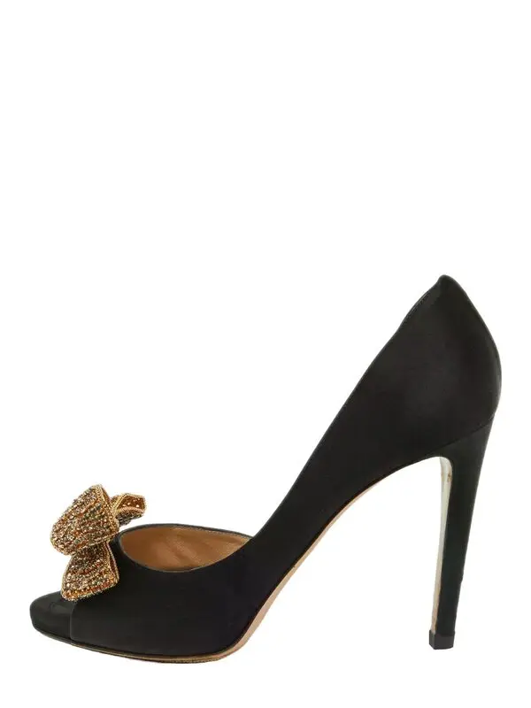 Valentino Garavani Embellished Peep-toe Stiletto Pumps - Black
