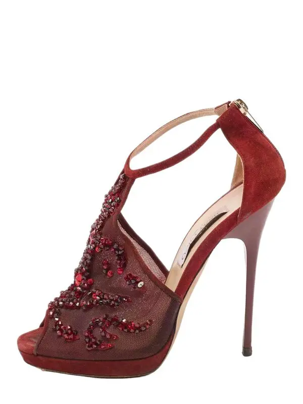 JIMMY CHOO 125mm Beaded Heeled Sandals - Red