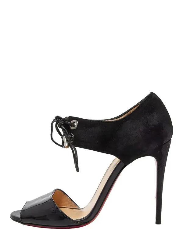 CHRISTIAN LOUBOUTIN Lace-up Suede And Patent Leather Sandals - Black