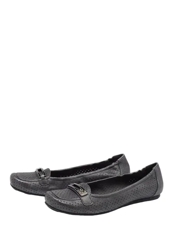 STUART WEITZMAN Leather Perforated Loafers With Embellishment - Grey