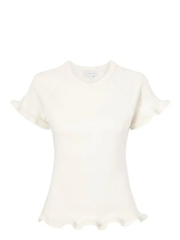 Stella McCartney Ruffled Cotton-jersey T-shirt - Neutrals