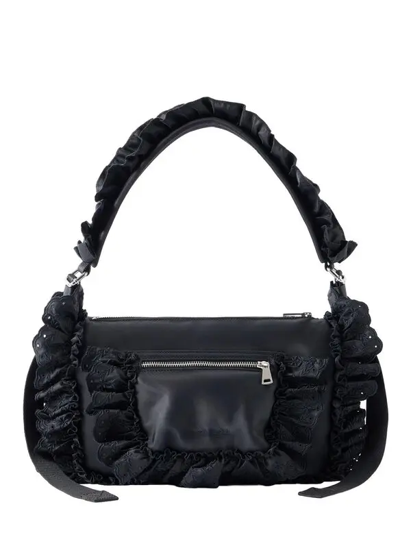 Simone Rocha Broderie Anglaise-trimmed Shell Shoulder Bag - Black