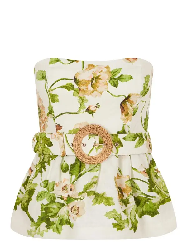 Cara Cara Tilda Strapless Floral-print Linen Top - Multi