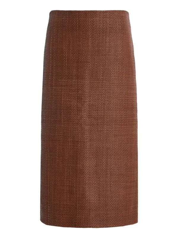 ST. AGNI Woven Leather Straight Cut Skirt - Brown