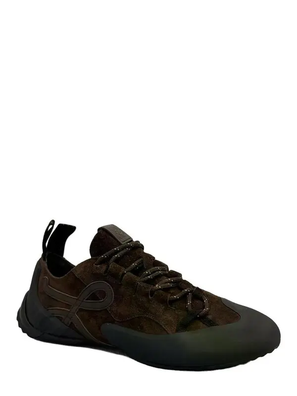 Loewe Grip Anagram-appliqué Suede Sneakers - Brown