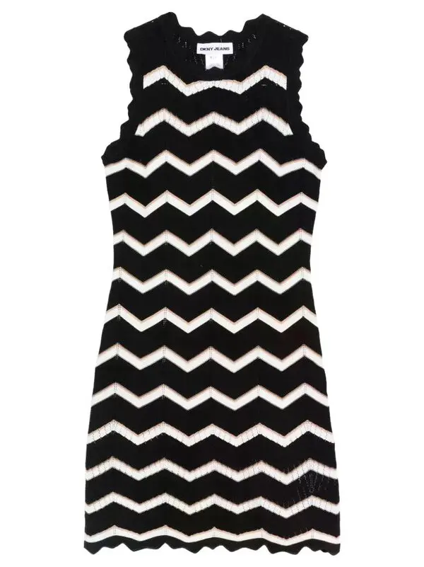 Dkny Zig-zag Pattern Dress - Black