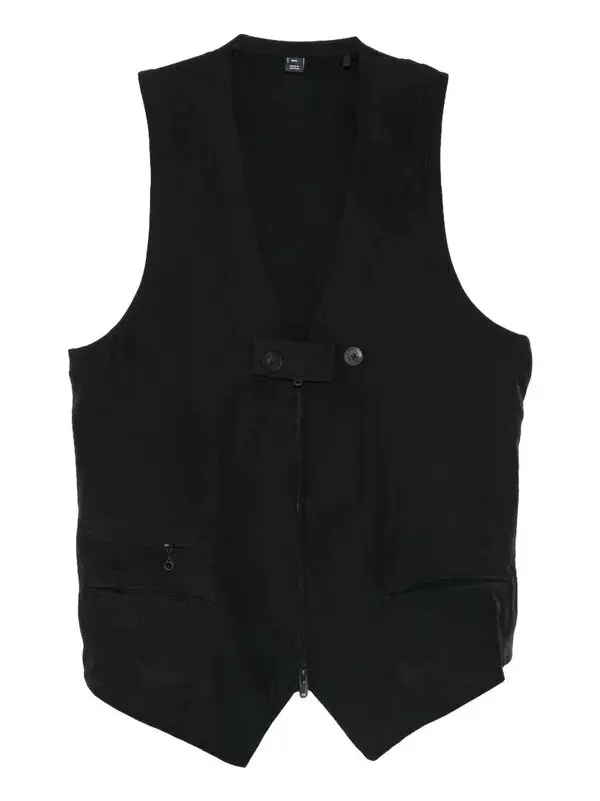 Y3 Button Zip Vest - Black