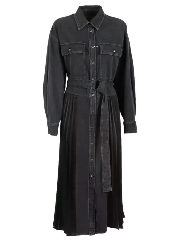 Max Mara Belted Pleated Shirt Dress - Black