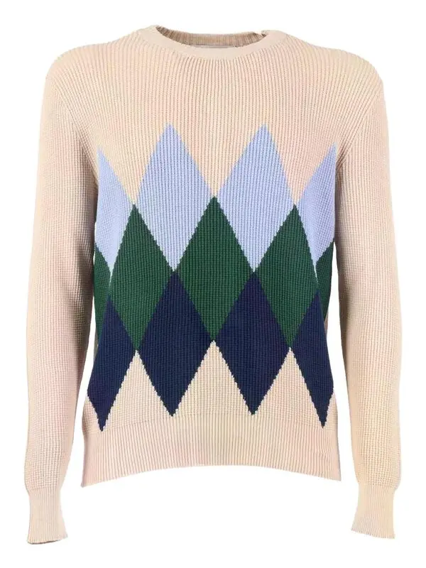 BALLANTYNE Argyle Pattern Crewneck Jumper - Neutrals