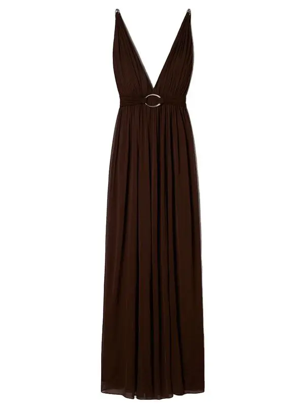 Tory Burch Viscose Jersey Long Dress - Dark Cocoa