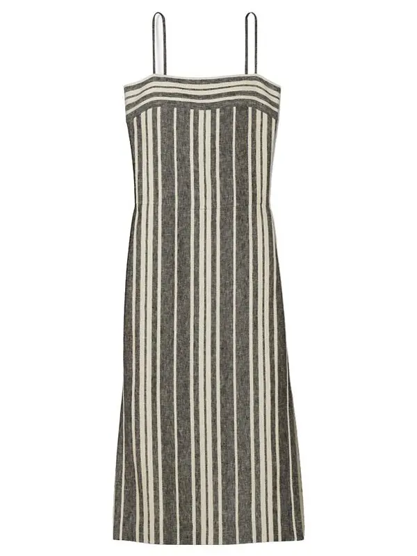 Tory Burch Linen Backless Dress - Black/ivory