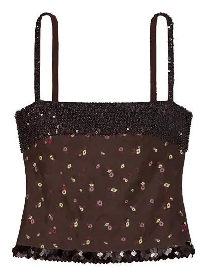 Tory Burch Embellished Tank - Coffee