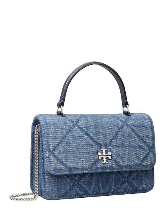 Tory Burch Mini Kira Diamond Quilt Denim Top-handle Crossbody - Cruise